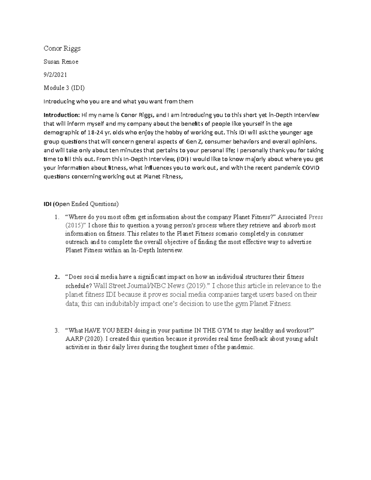 Module 3 IDI - in-depth interview assignment to explore reaching ...