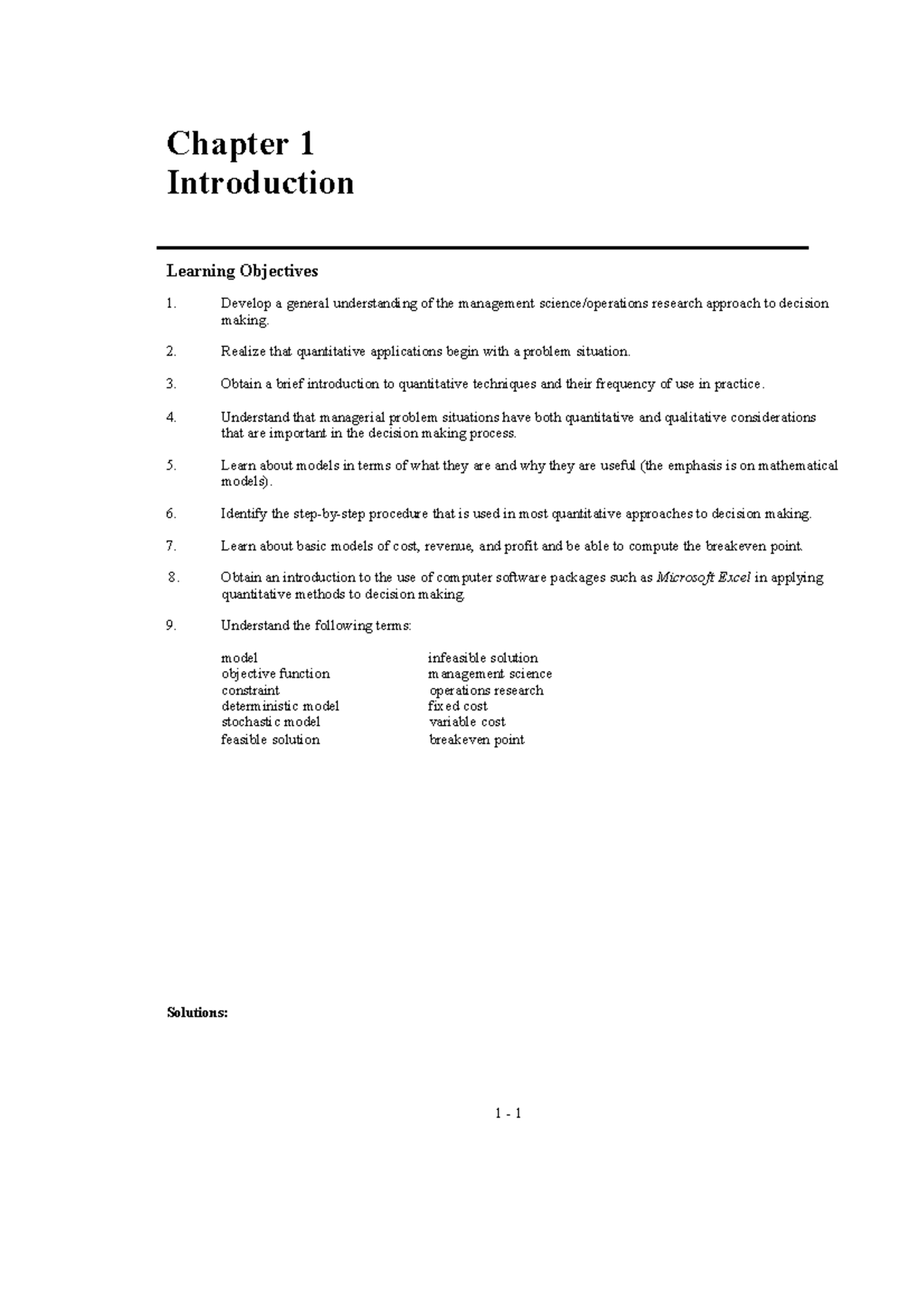 Chapter 1 - Introduction Learning Objectives Develop a general ...