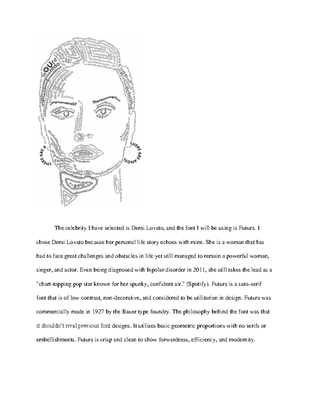 Typoshortpaper - typographic paper - The celebrity I have selected is ...