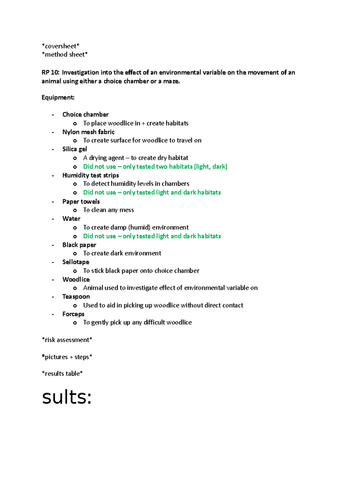 RP 10 writeup - choice chamber - coversheet method sheet RP 10 ...