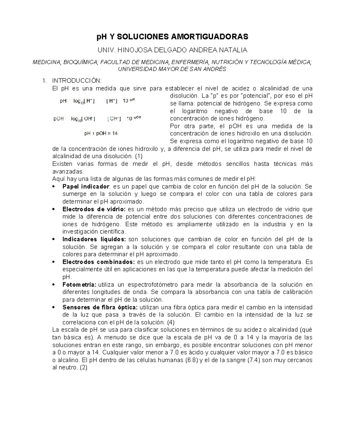 Informe de Laboratorio N° 4 "pH y Soluciones Amortiguadoras" - pH Y SOLUCIONES AMORTIGUADORAS ...