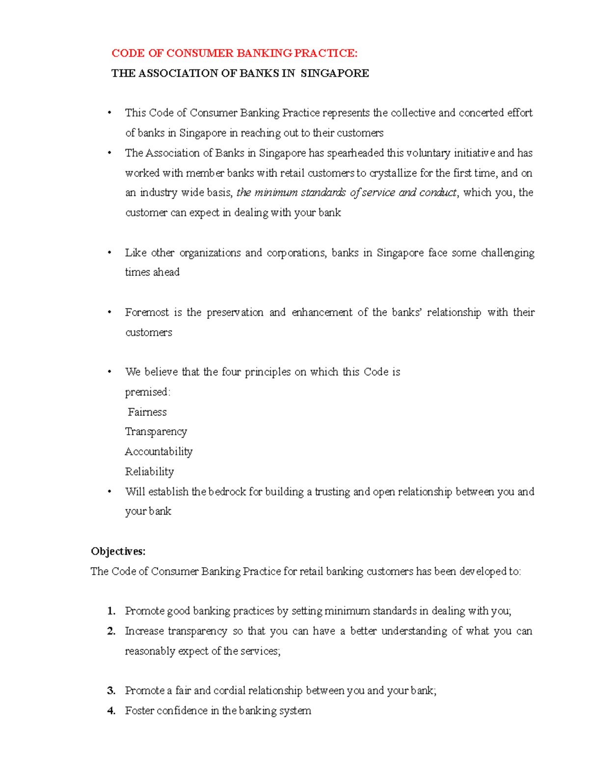 Ch11 Code of Consumer Banking Practice - CODE OF CONSUMER BANKING ...