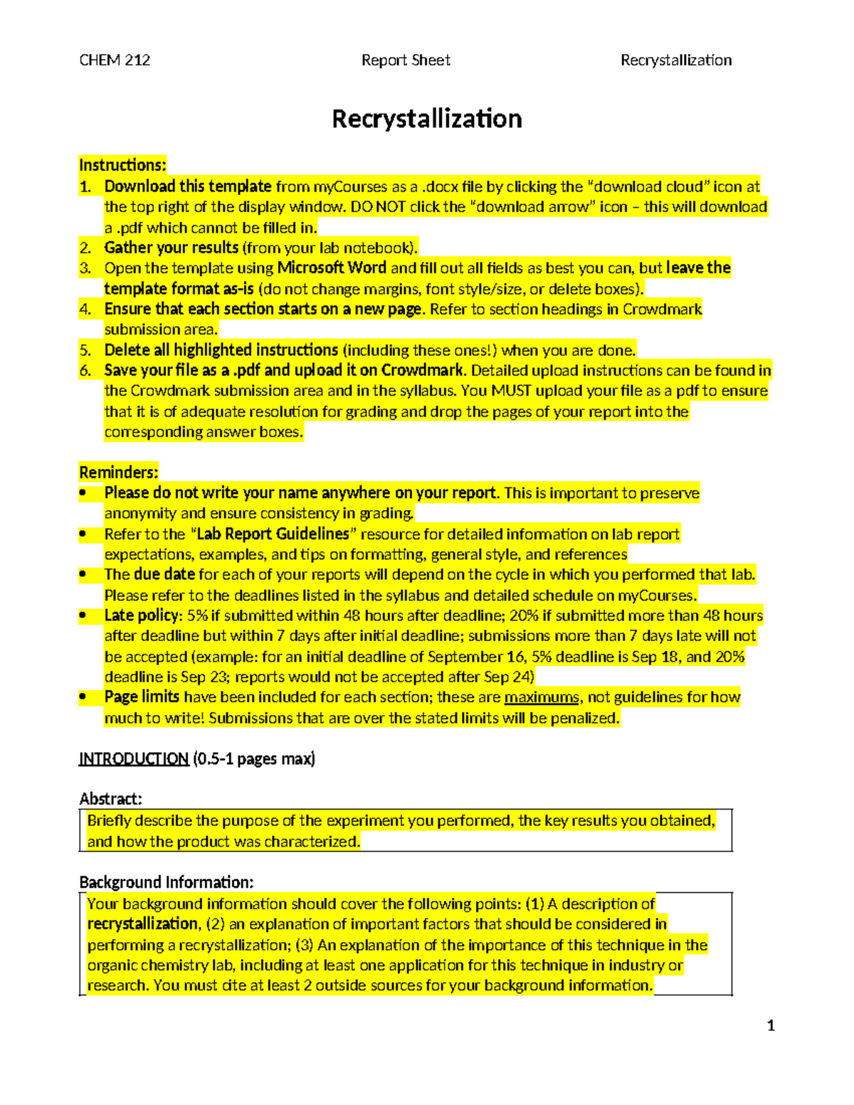 Recrystallization Daniel Pyo - Recrystallization Instructions: Download this template from ...