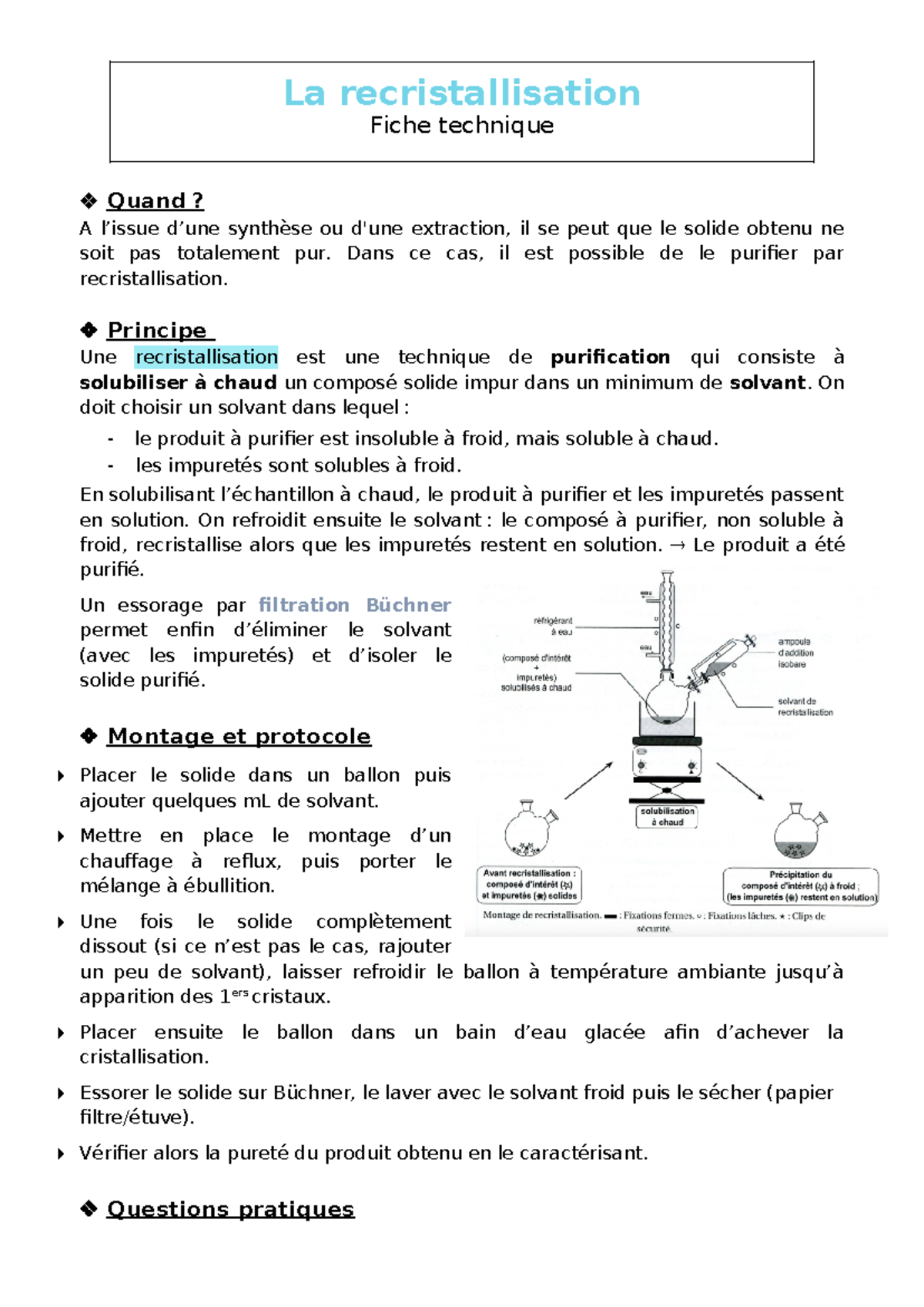 Fiche méthode Recristallisation - La recristallisation Fiche technique ...