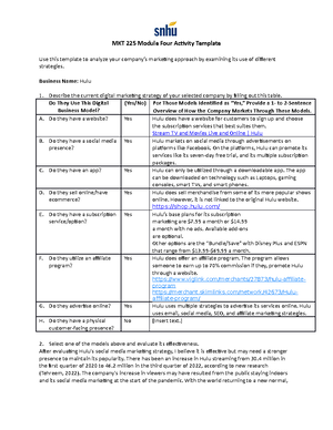 MKT 225 Module 3 - Digital Business Models Competitive Analysis - MKT ...