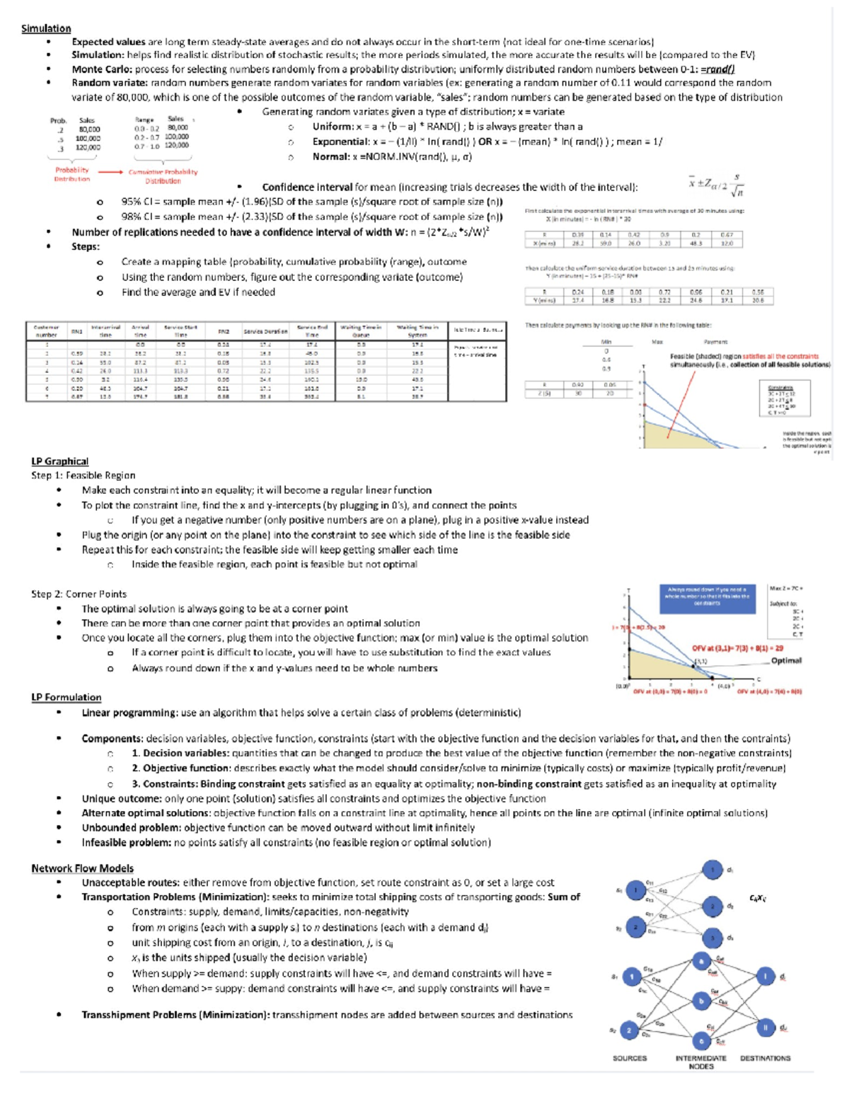 275 2nd cheat sheet - bu275 - Simulation Expected values are long term ...