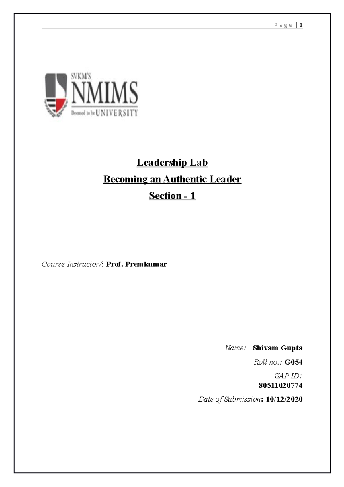 Leadership Lab - Report Six - Leadership Lab Becoming an Authentic ...