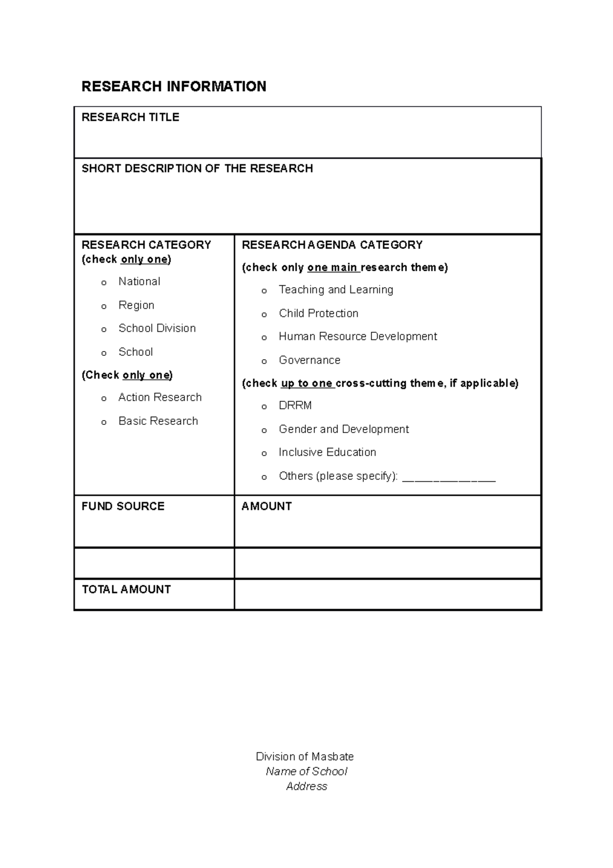 Research Format and Annexes New - RESEARCH INFORMATION RESEARCH TITLE ...