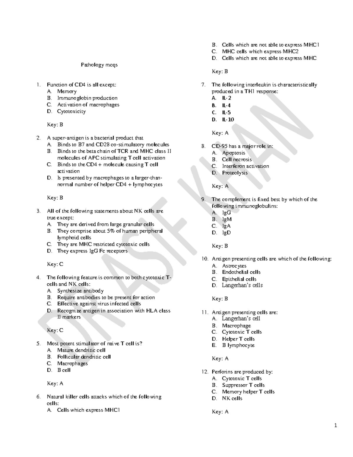 Pathology MCQS - Practice Mcq for Nre step 1 - Pathology mcqs Function ...