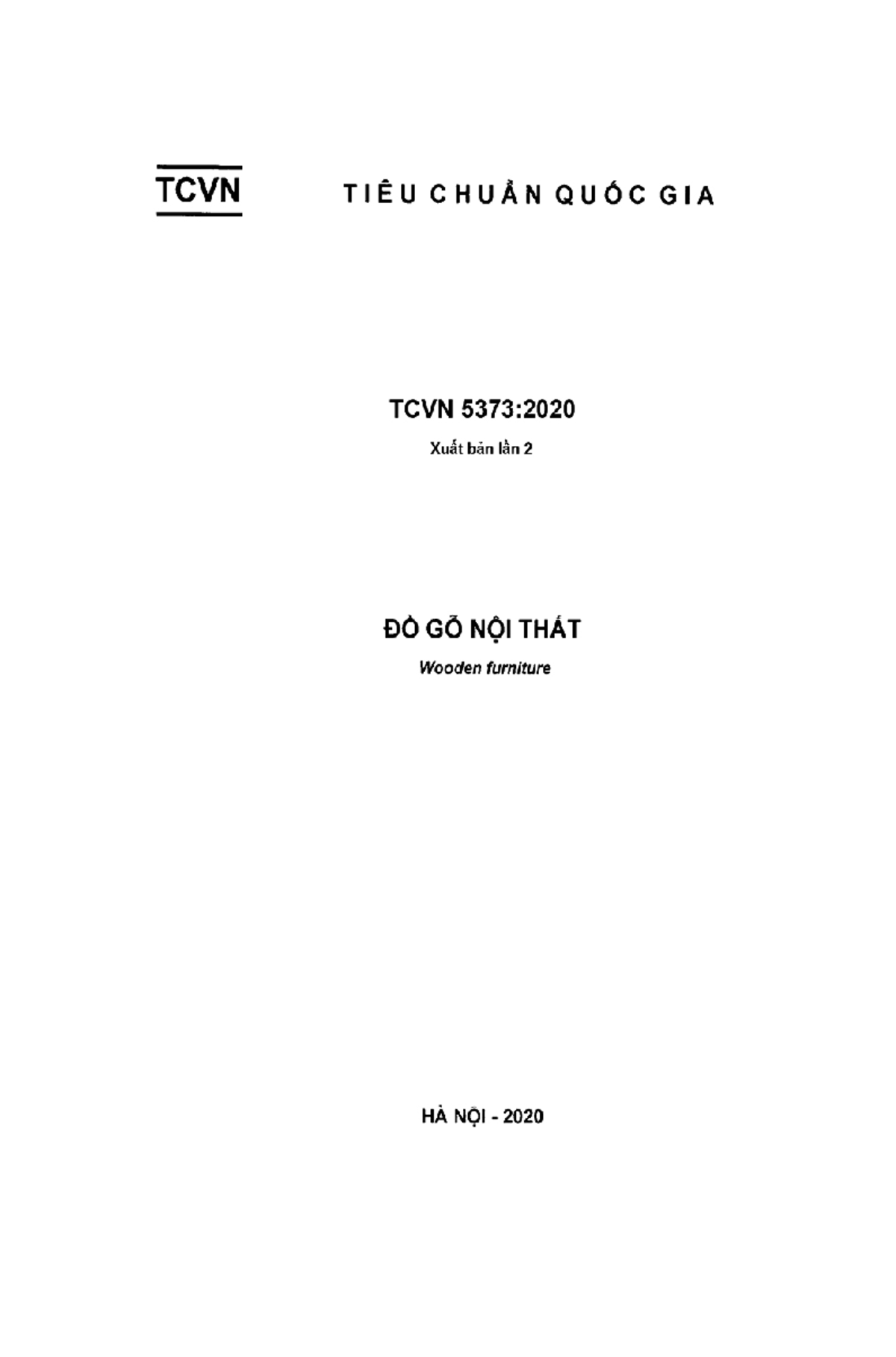 Tieu chuan quoc gia tcvn 5373 2020 do go noi that - TCVN TIÉUCHUAN QUOC GIA TCVN 5373:2020 Xuat ...