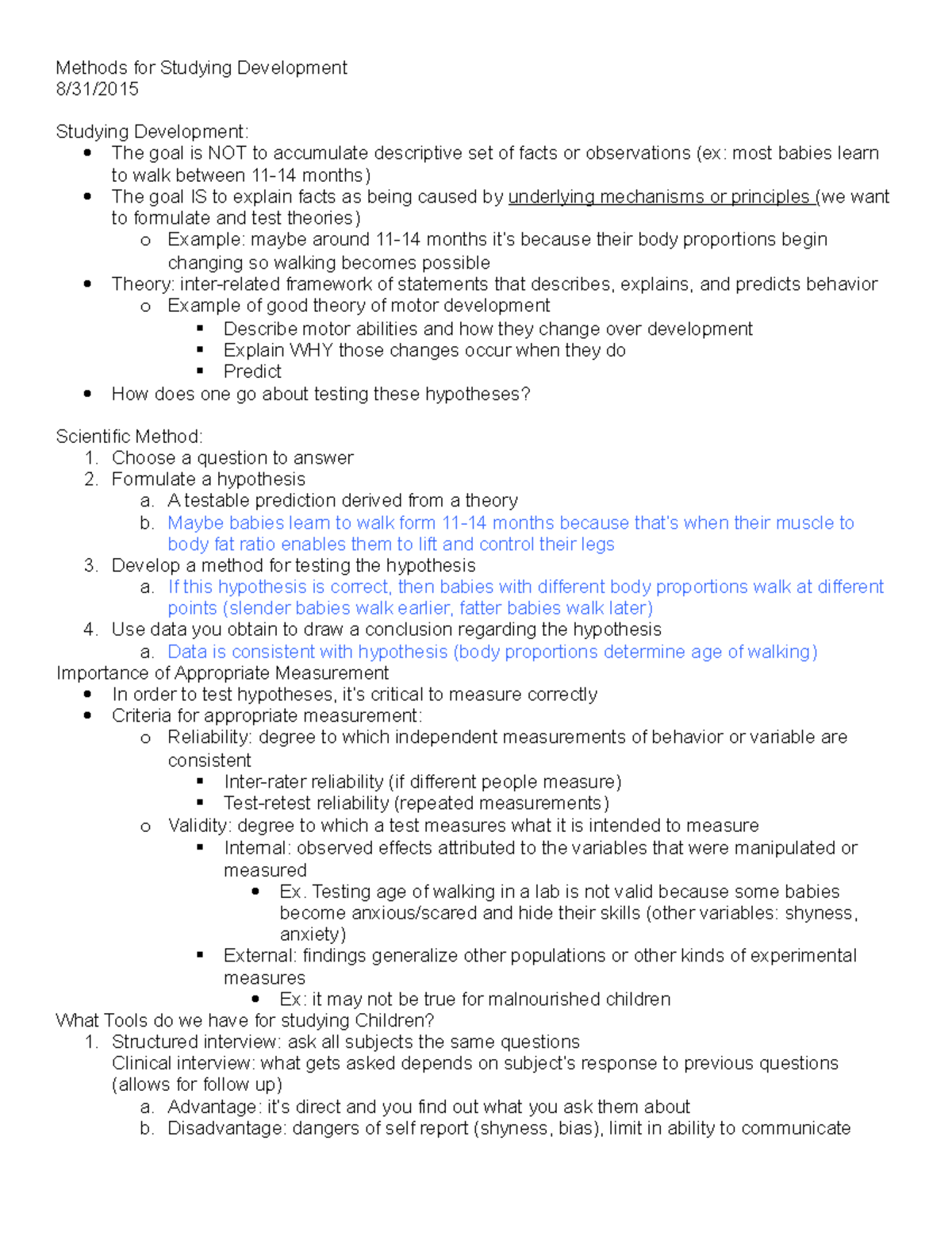 2015 0831 - Lecture notes - Methods for Studying Development 8/31 ...