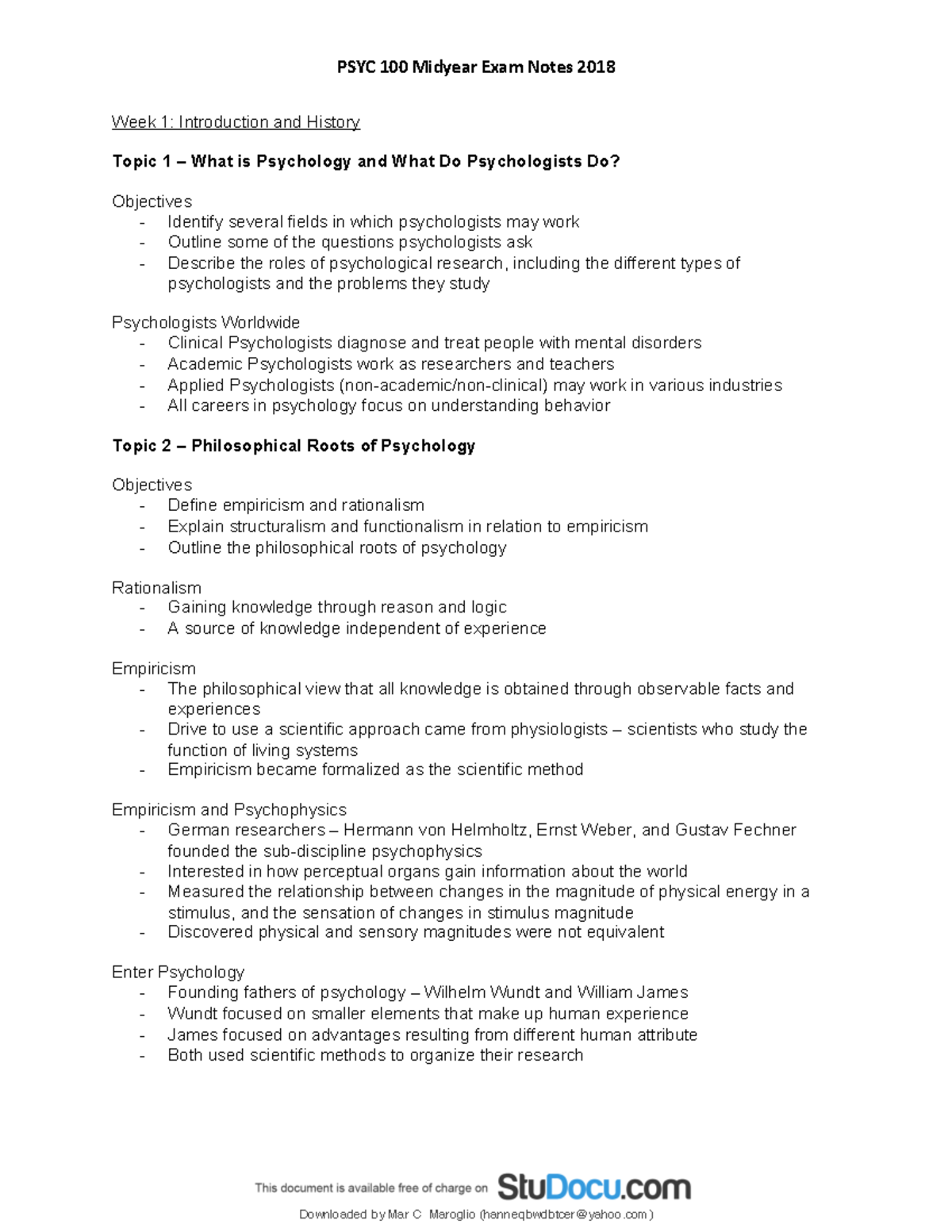 PSYC100 超长复习笔记 - Psychology 100 Notes 2018/2019 - PSYC 100 Midyear Exam ...