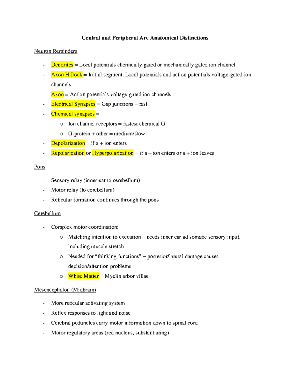 Anatomy 2 Part 1 - Central and Peripheral Are Anatomical Distinctions ...