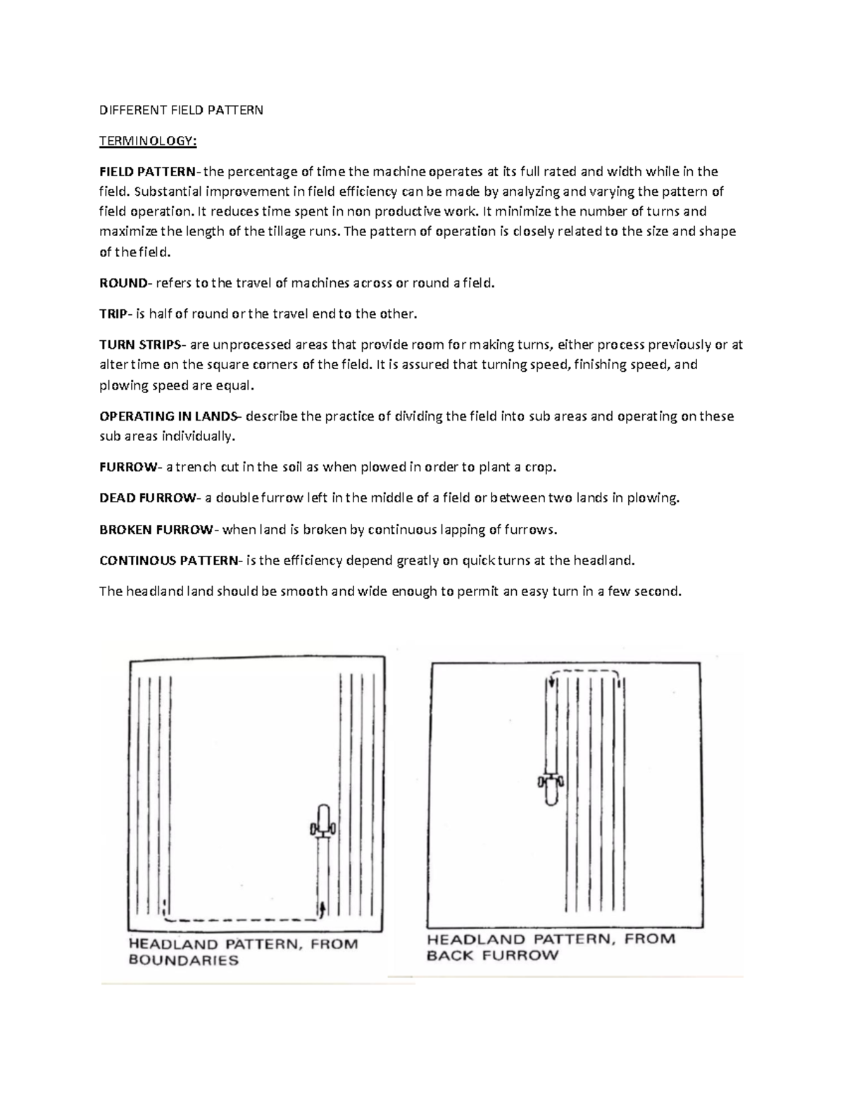Land pattern, knapsack s., rice plantter - DIFFERENT FIELD PATTERN ...