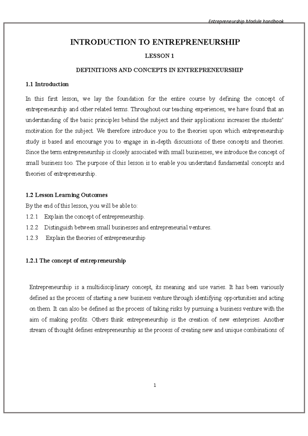 Entrepreneurship Module Handbook Sept21 helpful notes for the brilliant ...