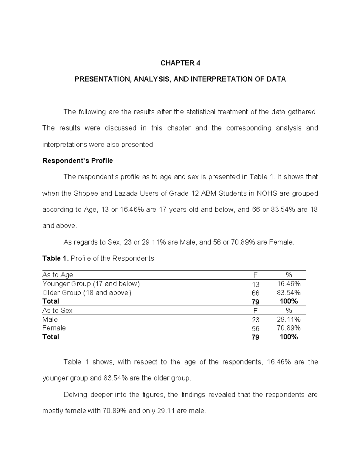 Chapter-4 A - sample - CHAPTER 4 PRESENTATION, ANALYSIS, AND ...