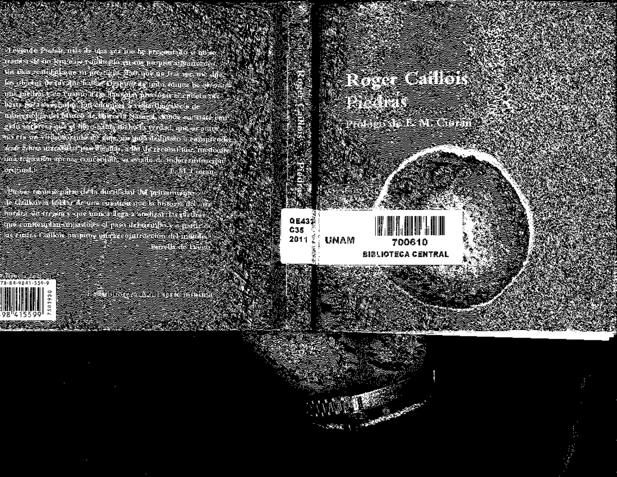 Caillois, Roger - Piedras - Antropologia Filosofic.I - Studocu