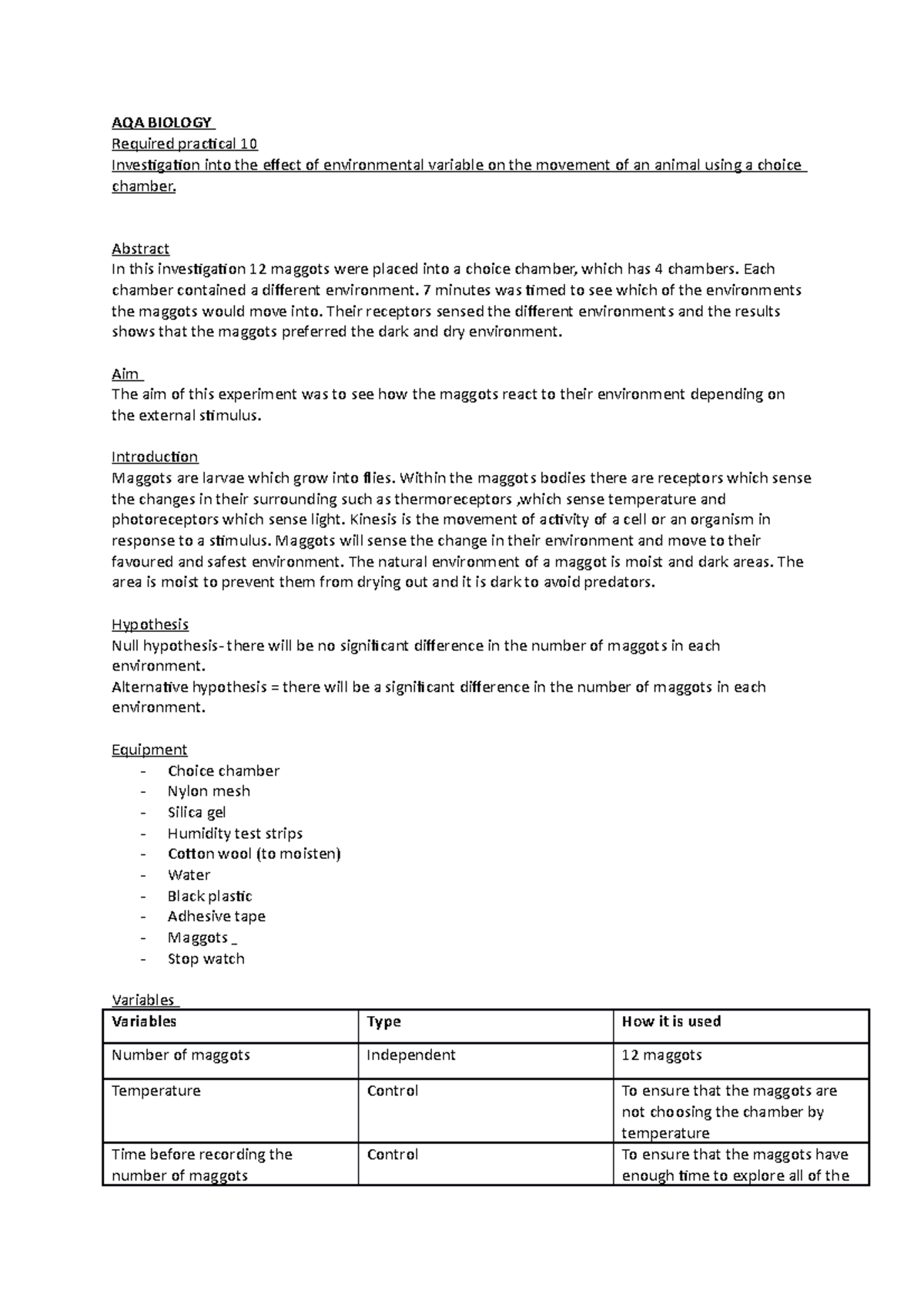 Required Practical 10 lab report - AQA BIOLOGY Required practical 10 ...