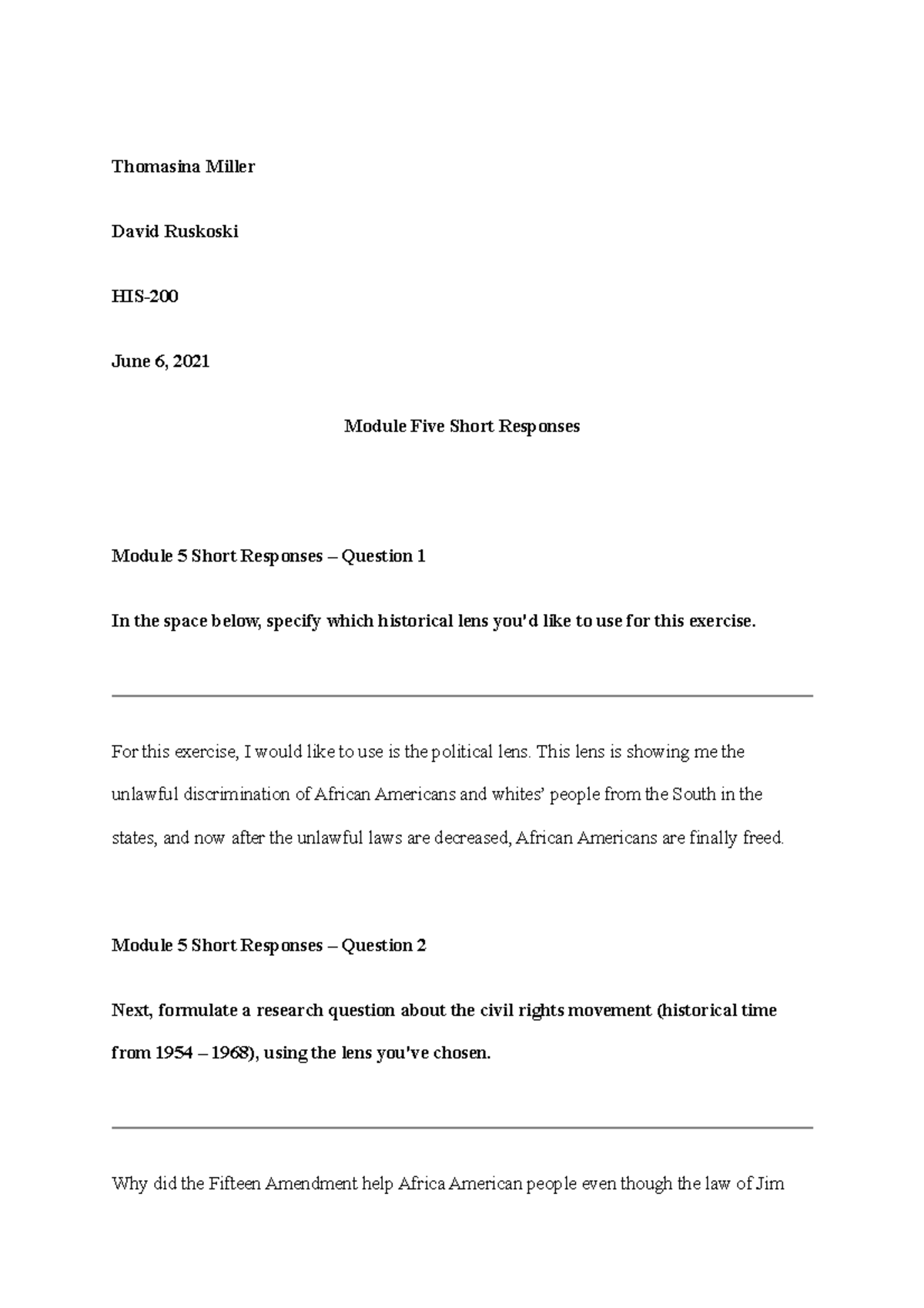 Module Five Short Responses Finished by Thomasina Miler - Thomasina ...