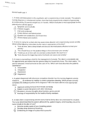 Chapter 01 - Test bank - Chapter 01: Mental Health and Mental Illness ...