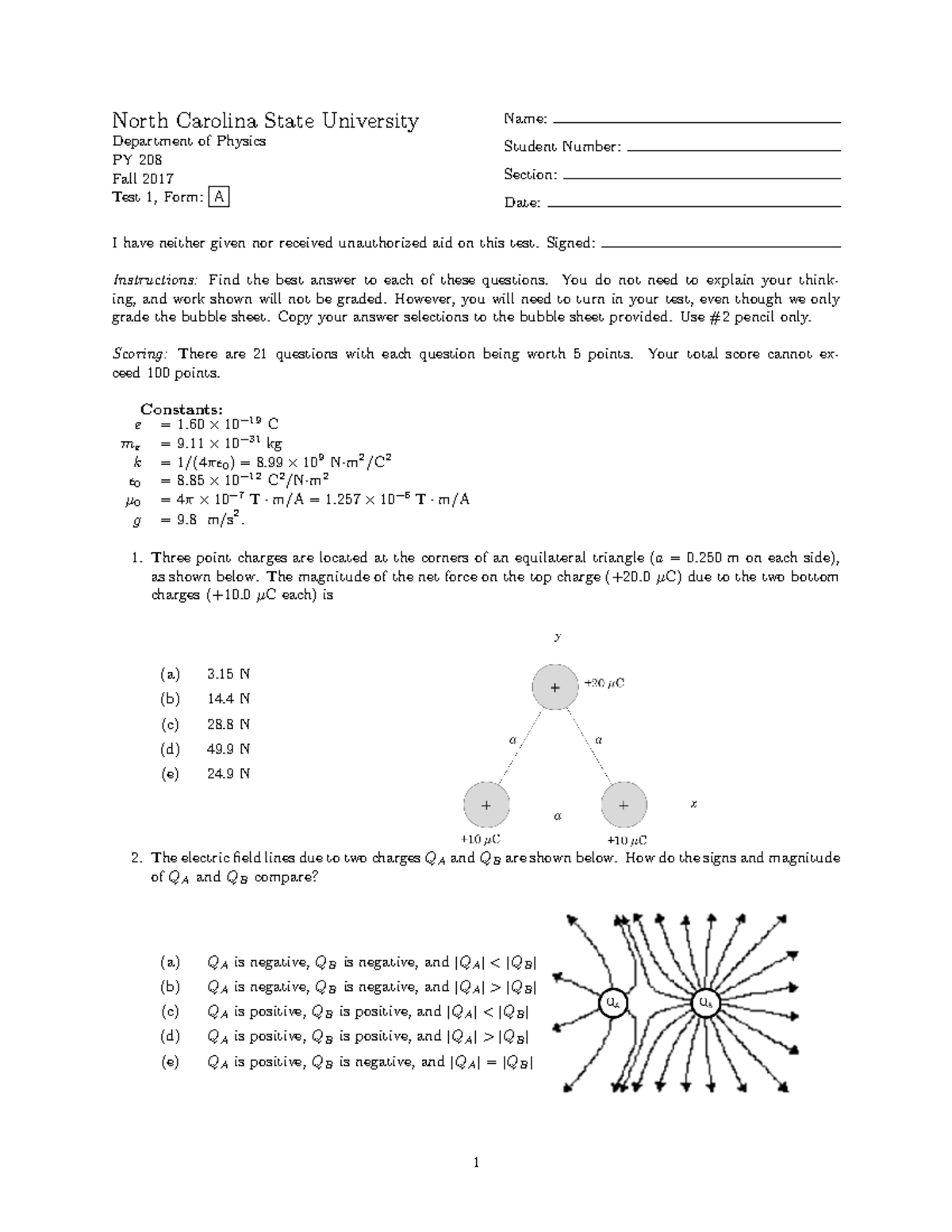 Physics Practice - North Carolina State University Department of ...