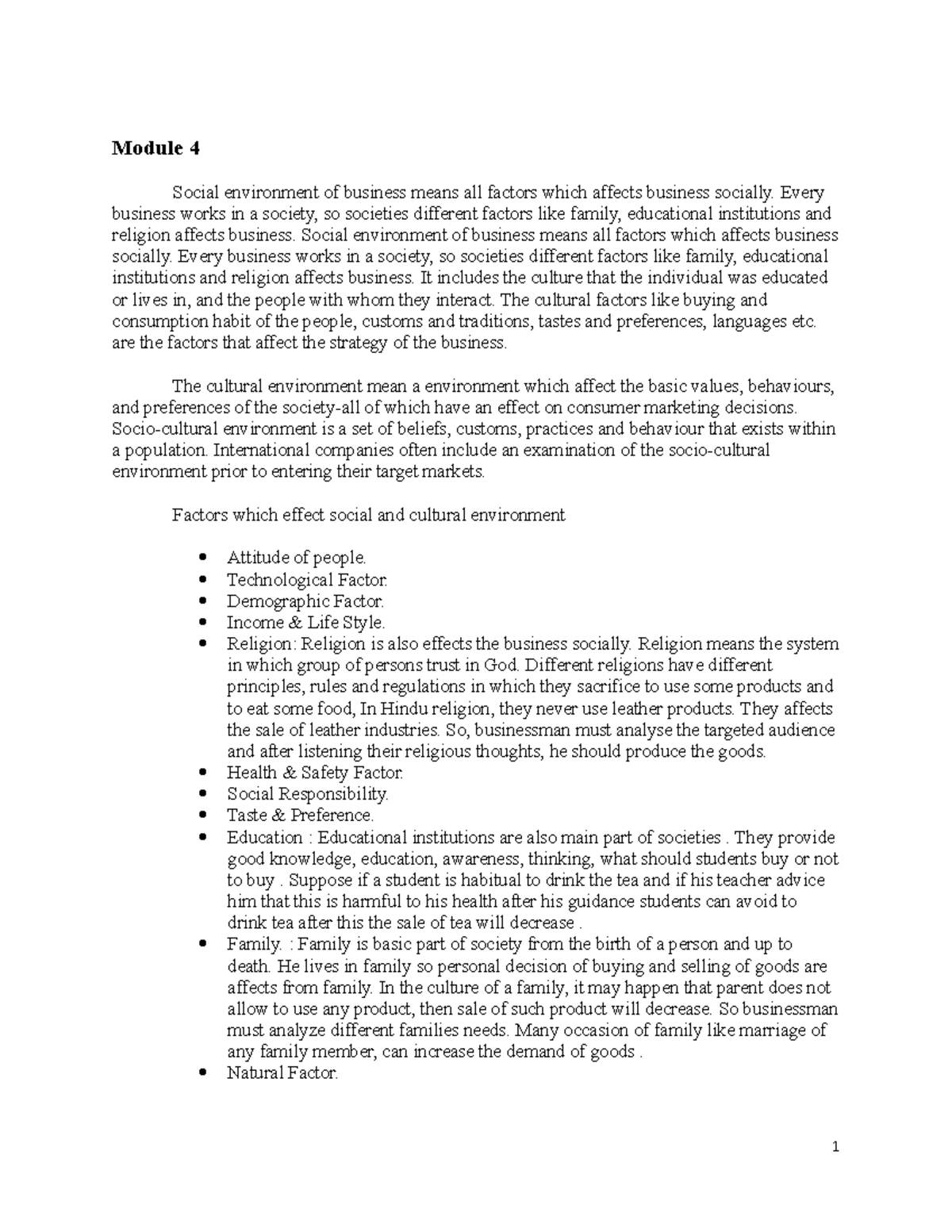 Business Environment Module 4 - Module 4 Social environment of business ...