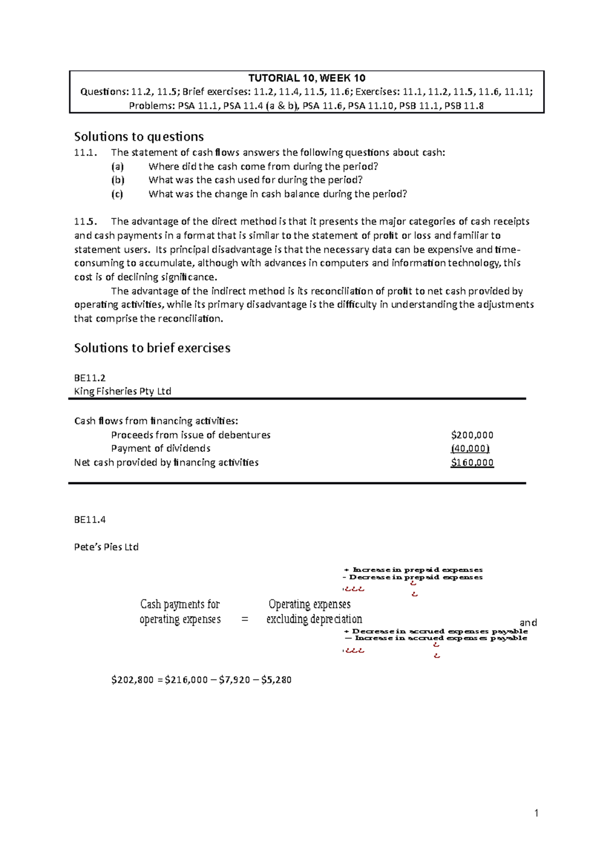 CO5117-TUTE 10-TSV - TUTE - TUTORIAL 10, WEEK 10 Questions: 11, 11 ...