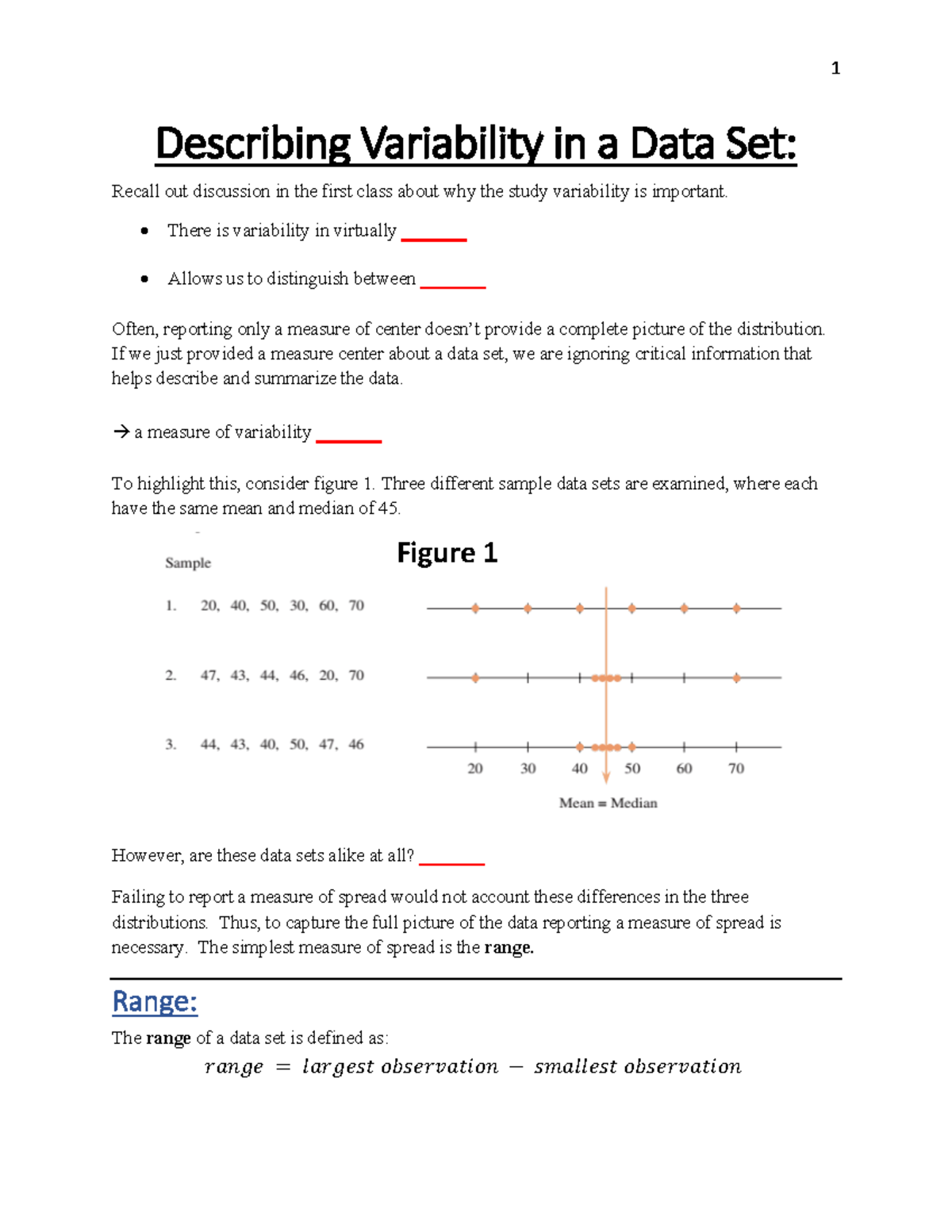 Describing Variability in a Data Set - Describing Variability in a Data ...