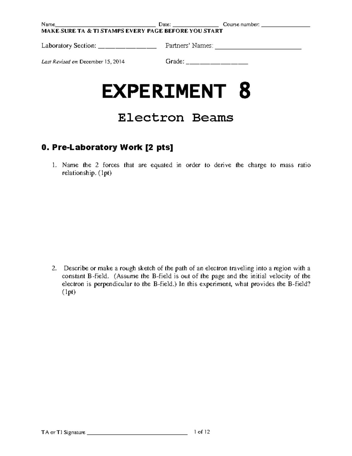 Experiment 08 - Lab 8 - MAKE SURE TA & TI STAMPS EVERY PAGE BEFORE YOU ...