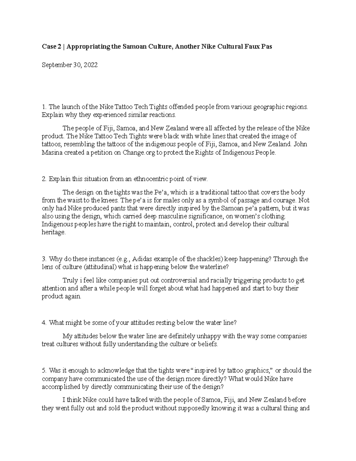 Case 2 Appropriating the Samoan Culture, Another Nike Cultural Faux Pas ...