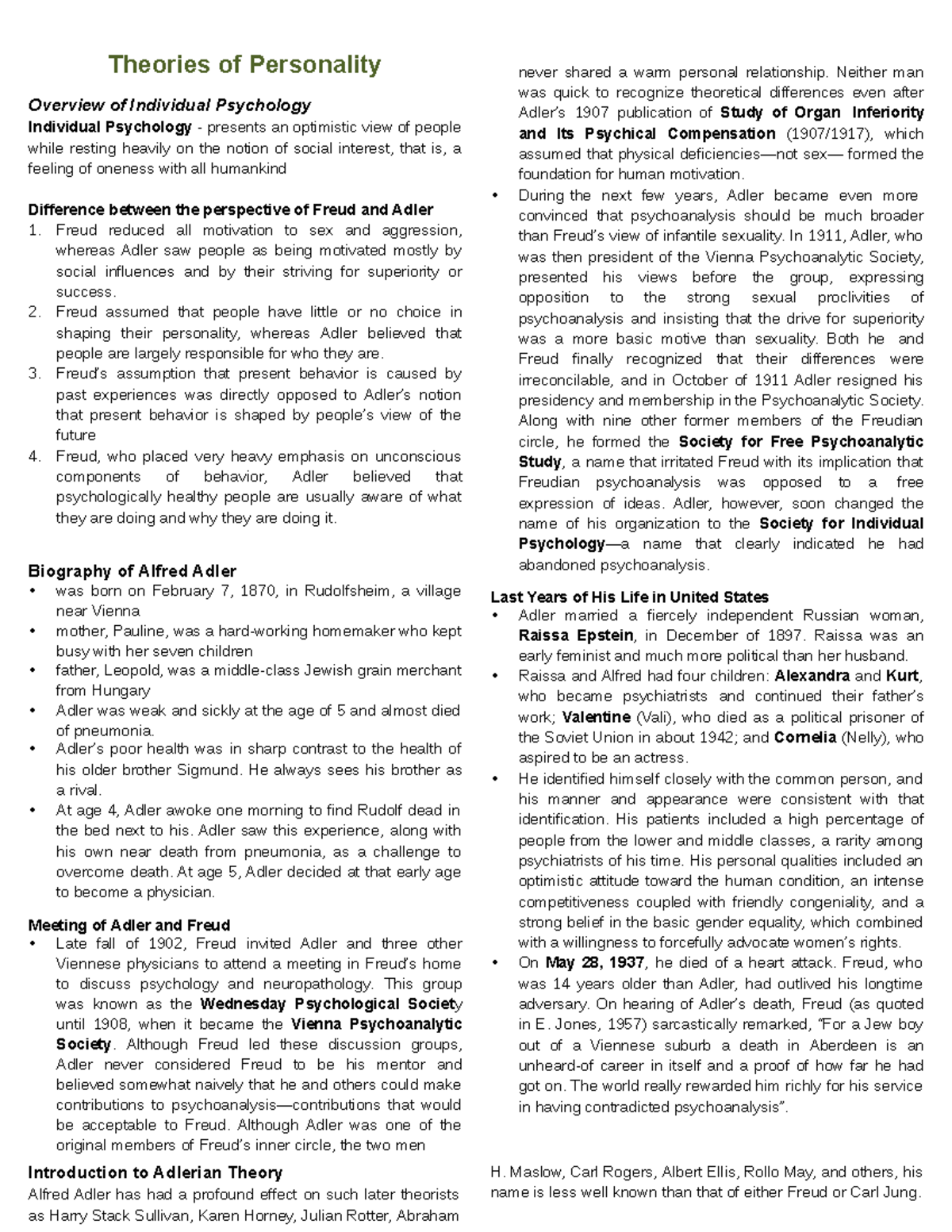 Theories of Personality - Theories of Personality Overview of ...