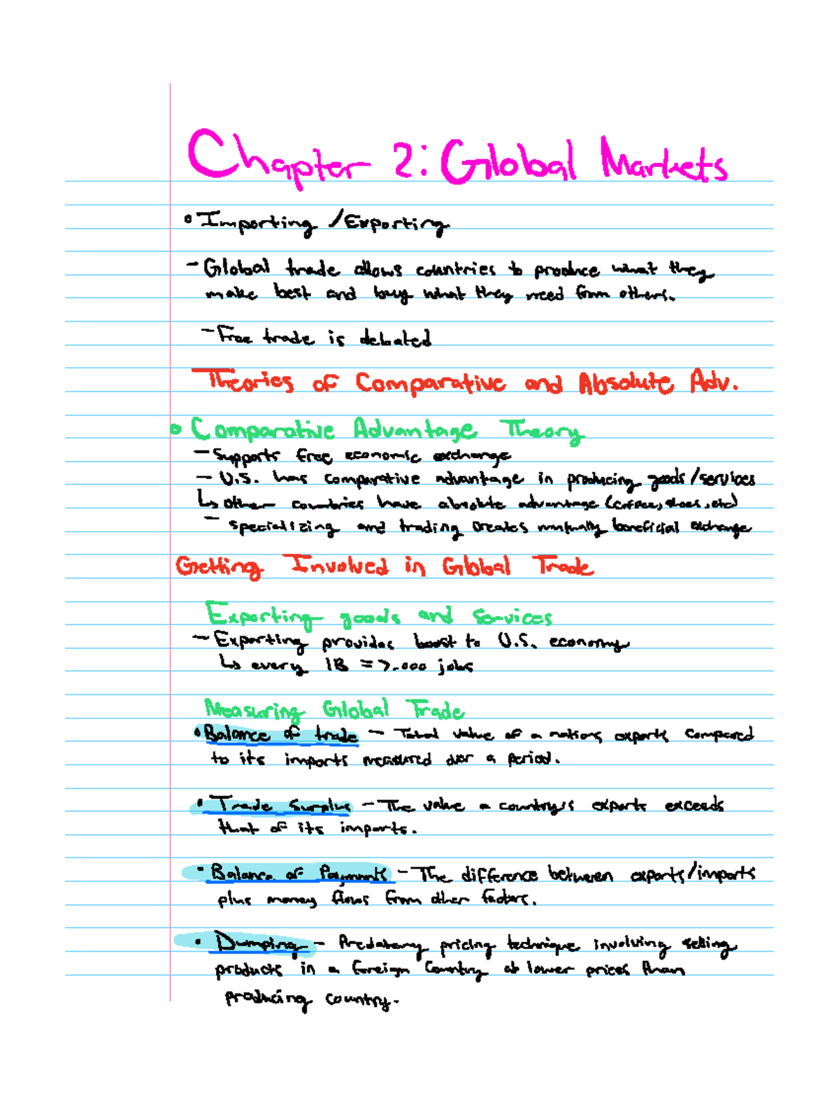 Global markets - chapter notes - Chapter 2 Global Markets Importing ...