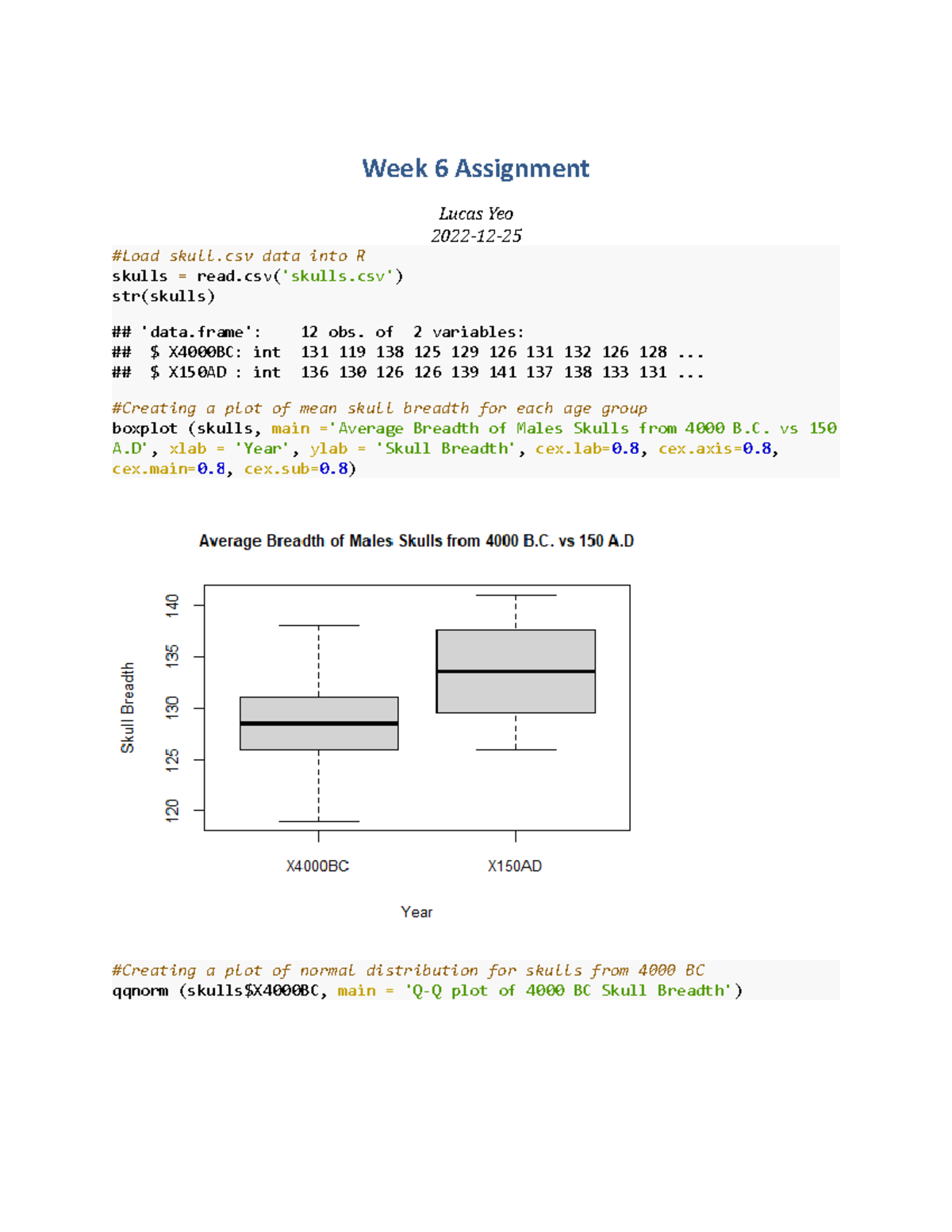 Week6Assignment - Week 6 Assignment - Week 6 Assignment Lucas Yeo 2022-12- #Load skull data into ...