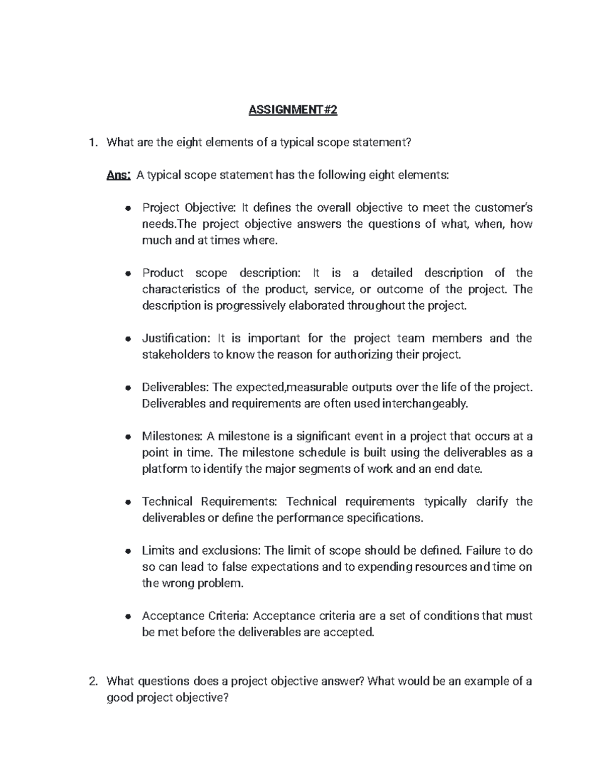 MSE 402 Assignment#2 - ASSIGNMENT# What are the eight elements of a ...