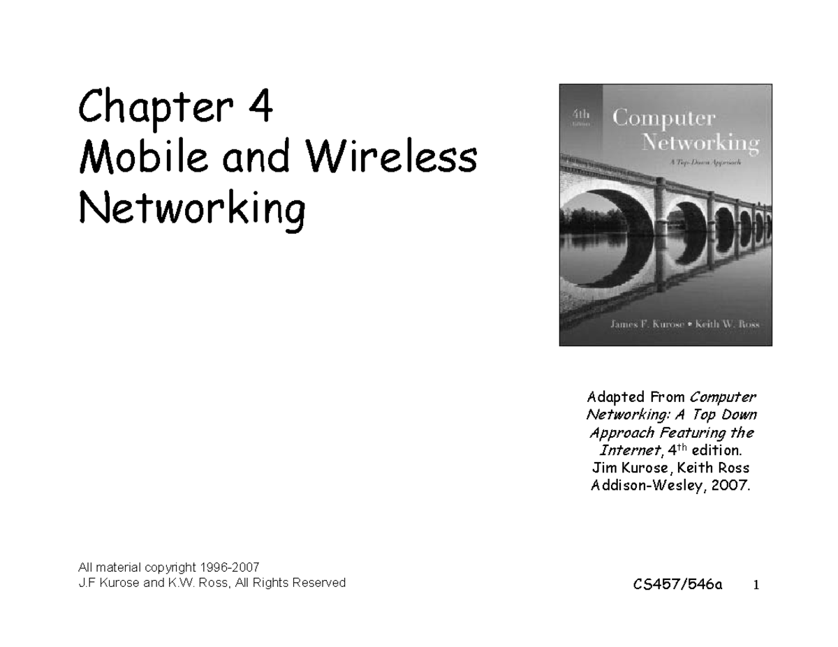 LCT 06 wireless comm - Chapter 4 Mobile and Wireless Networking All ...
