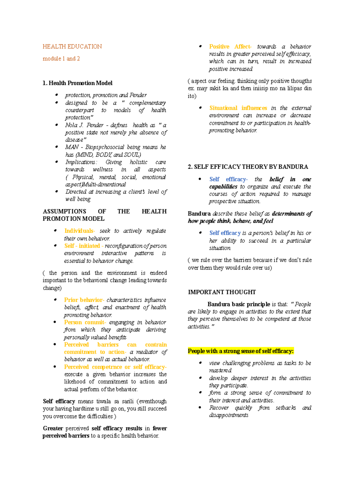 Health- Education - HEALTH EDUCATION module 1 and 2 Health Promotion ...