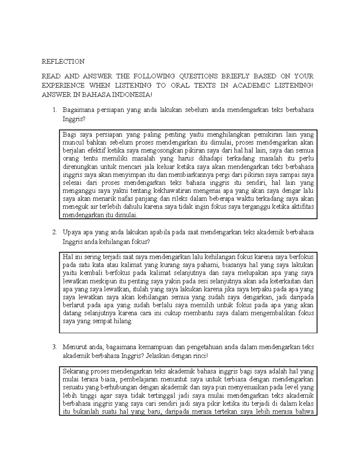 ALS Reflection - REFLECTION READ AND ANSWER THE FOLLOWING QUESTIONS BRIEFLY BASED ON YOUR ...