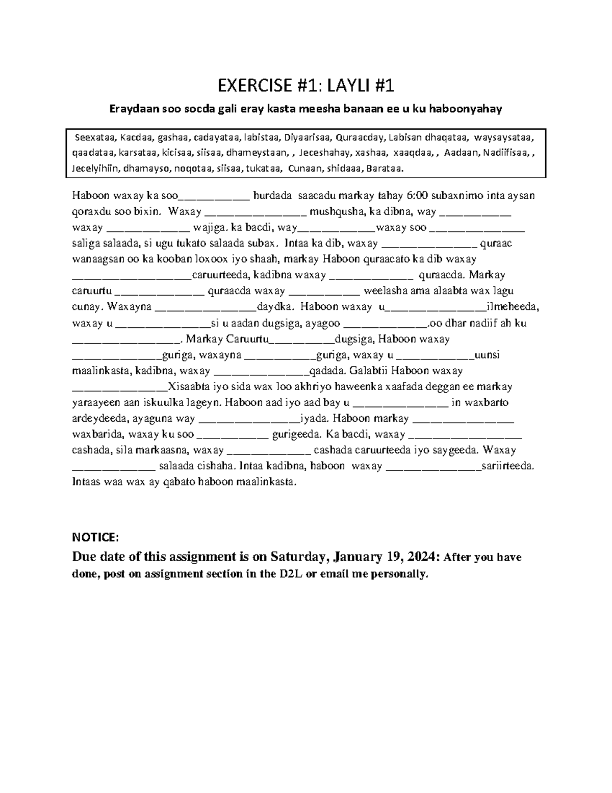 Exercise 1- SMLI 2200-2024 - EXERCISE #1: LAYLI Eraydaan soo socda gali ...