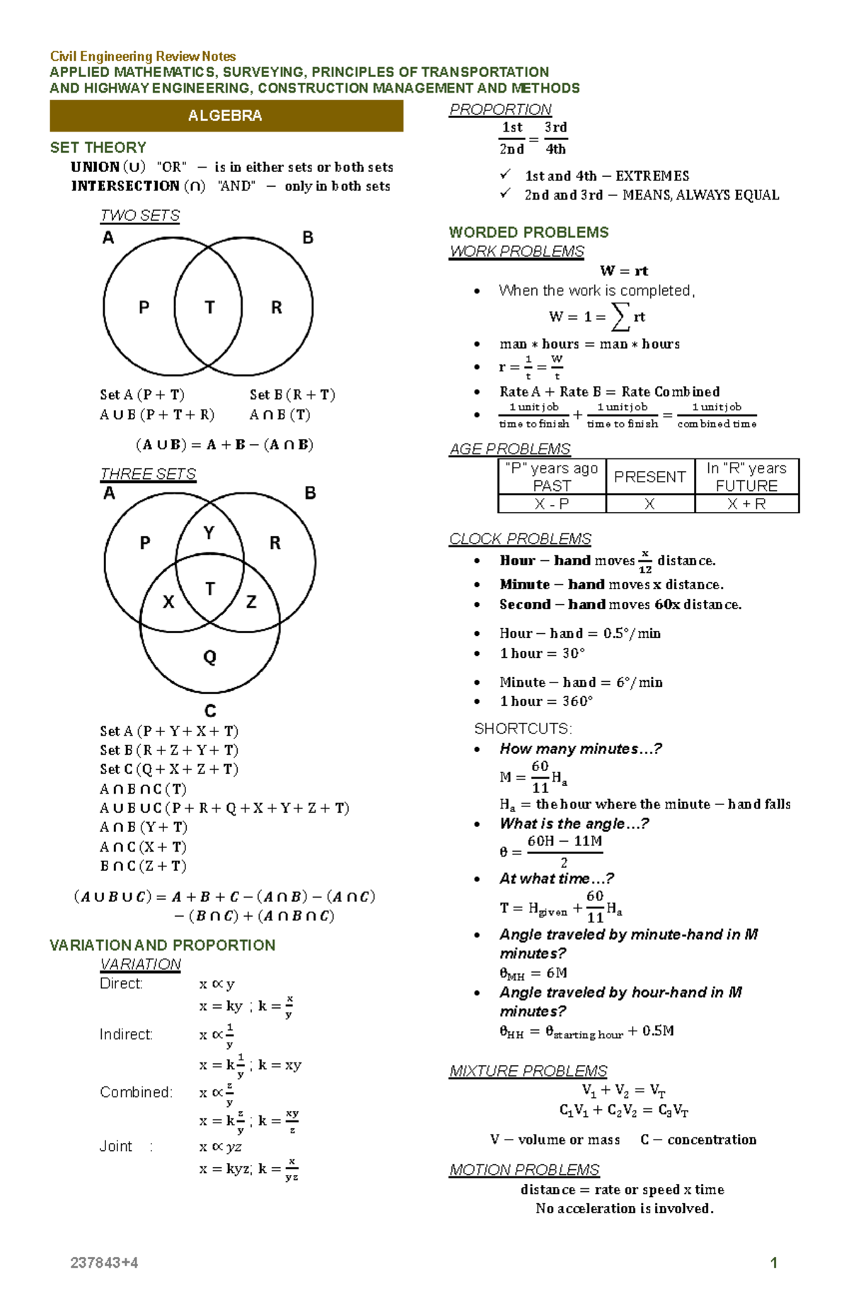 MSTC Notes - Algebra - 237843+4 Version - Civil Engineering Review ...