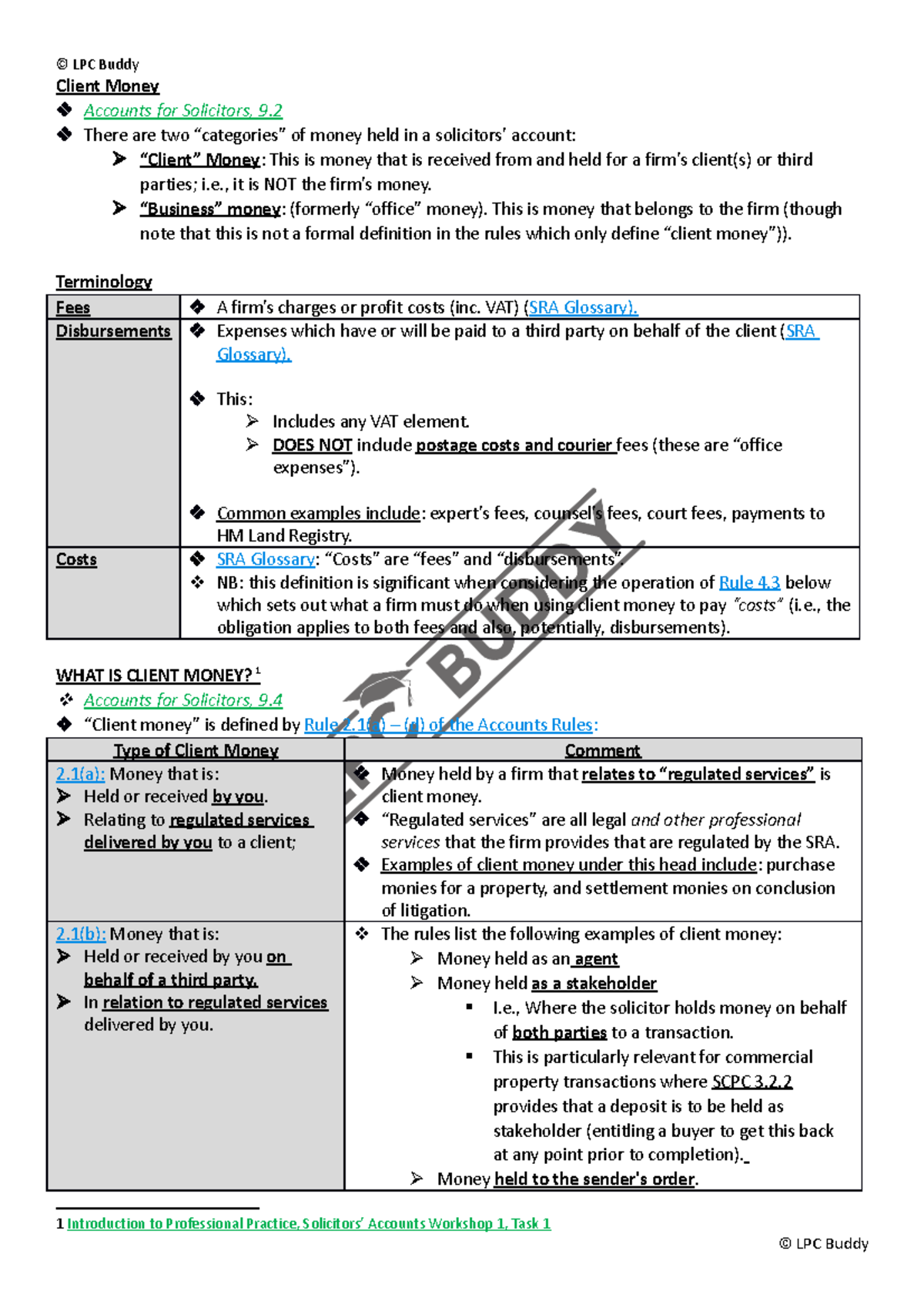 unit 1 Client Money - Client Money Accounts for Solicitors, 9. There ...