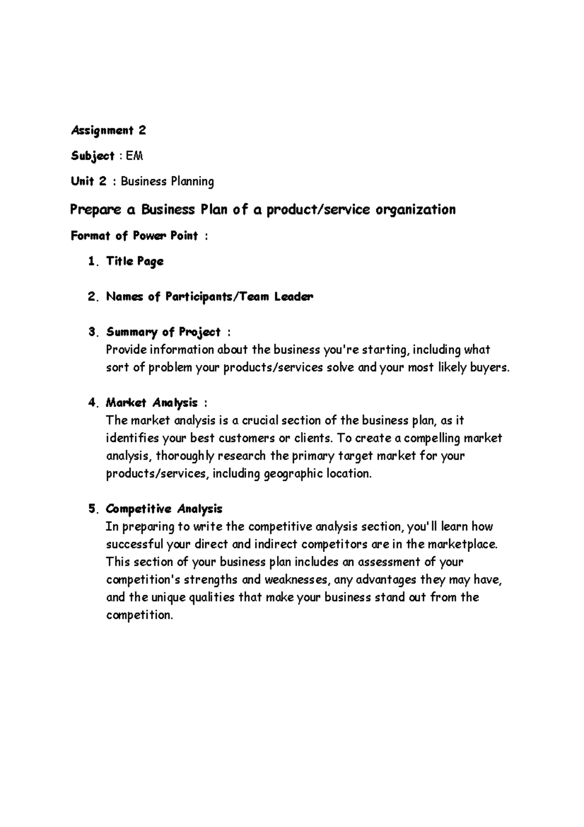 Assignment 2 EM 2022 - Assignment 2 Subject : EM Unit 2 : Business ...