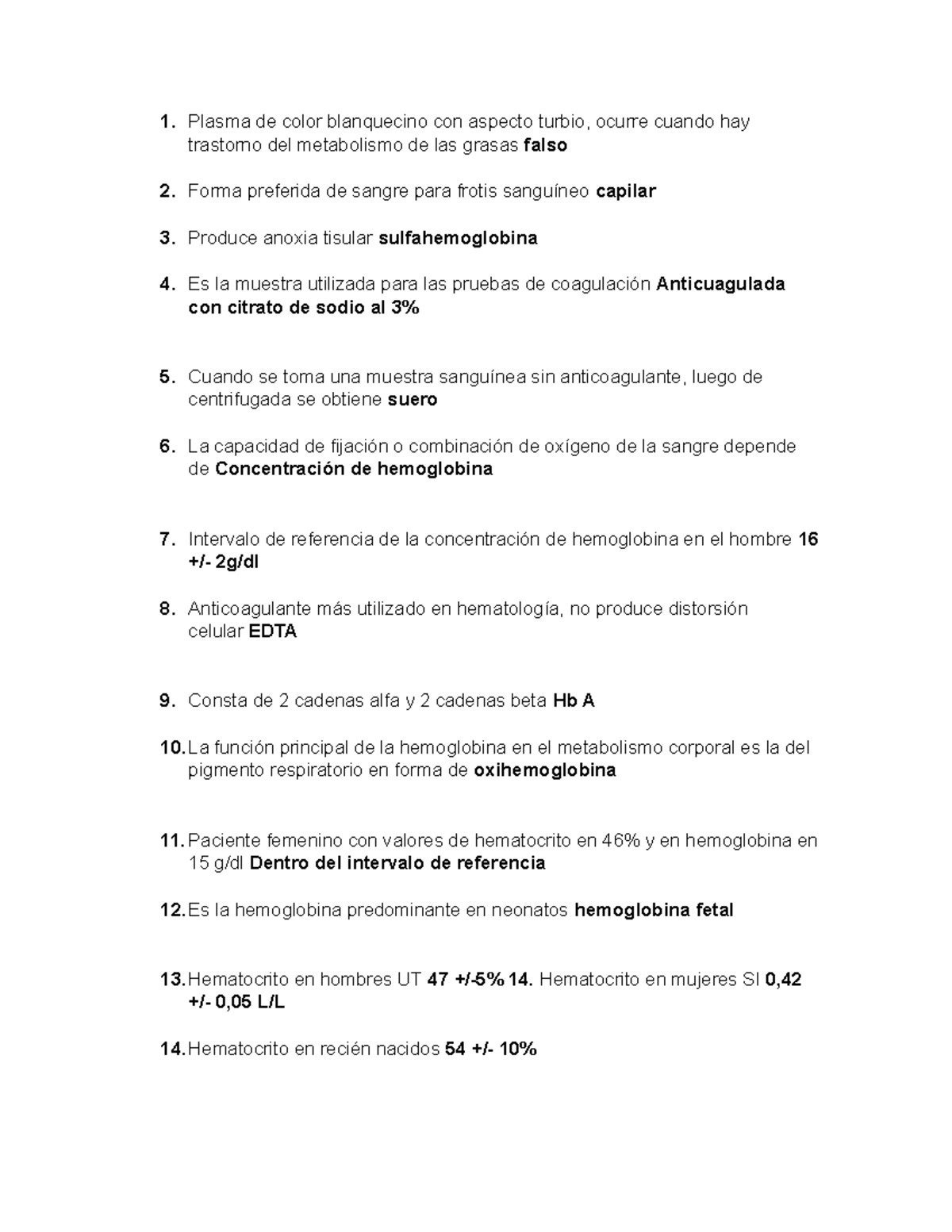 Repaso lab hemato - tarea - Plasma de color blanquecino con aspecto ...