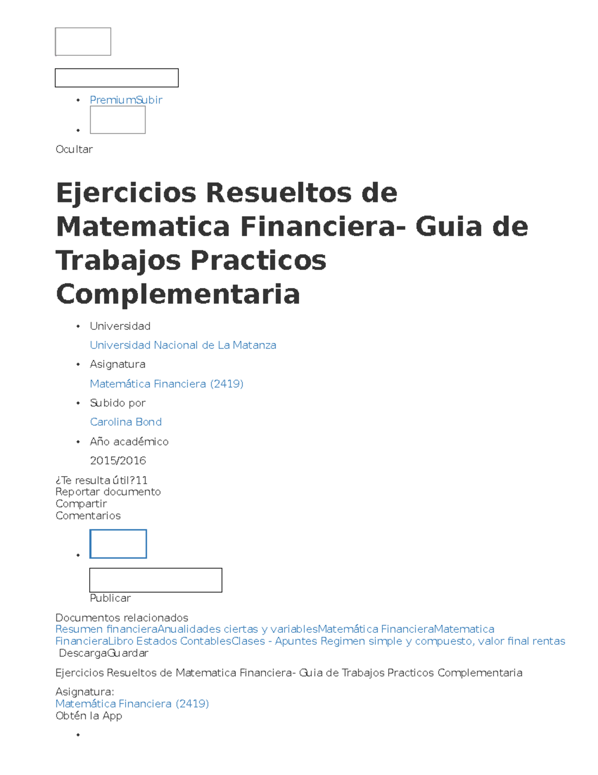 MATE Financiera - Objec PremiumSubir Ocultar Ejercicios Resueltos de ...