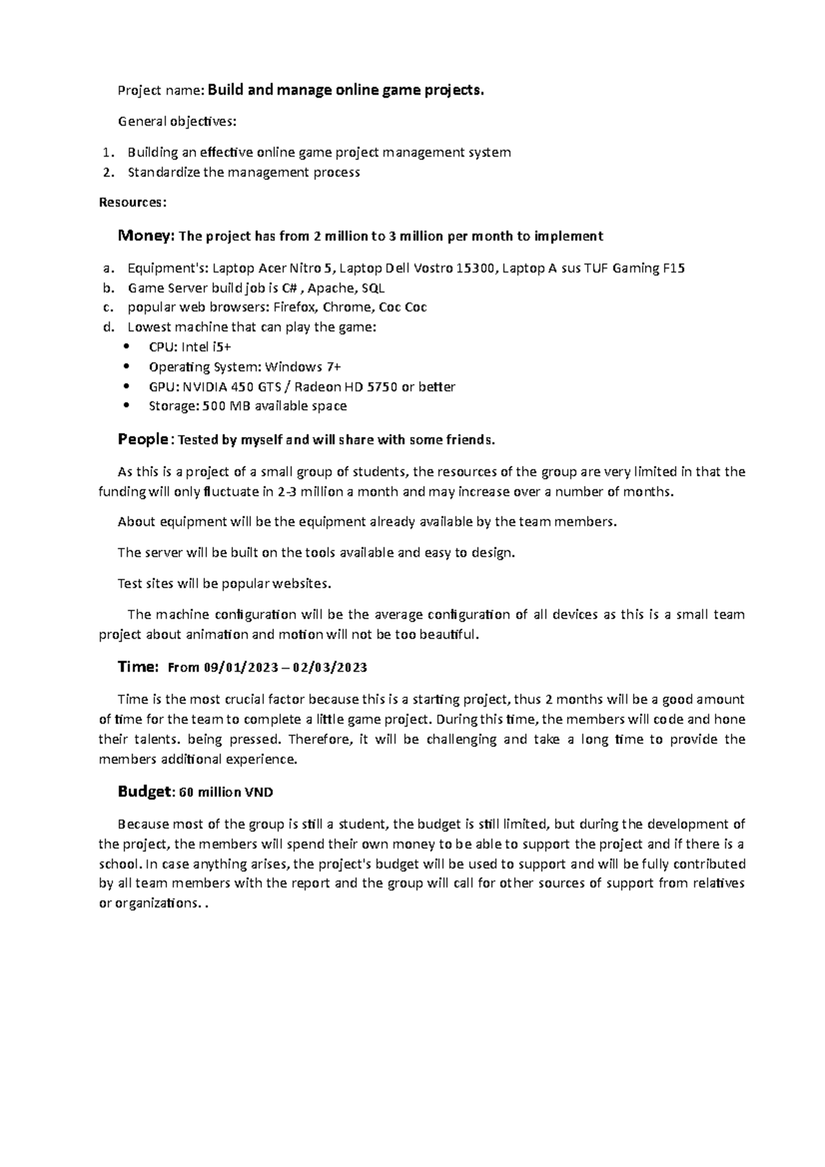 Lab1 - ghi chú - Project name: Build and manage online game projects ...