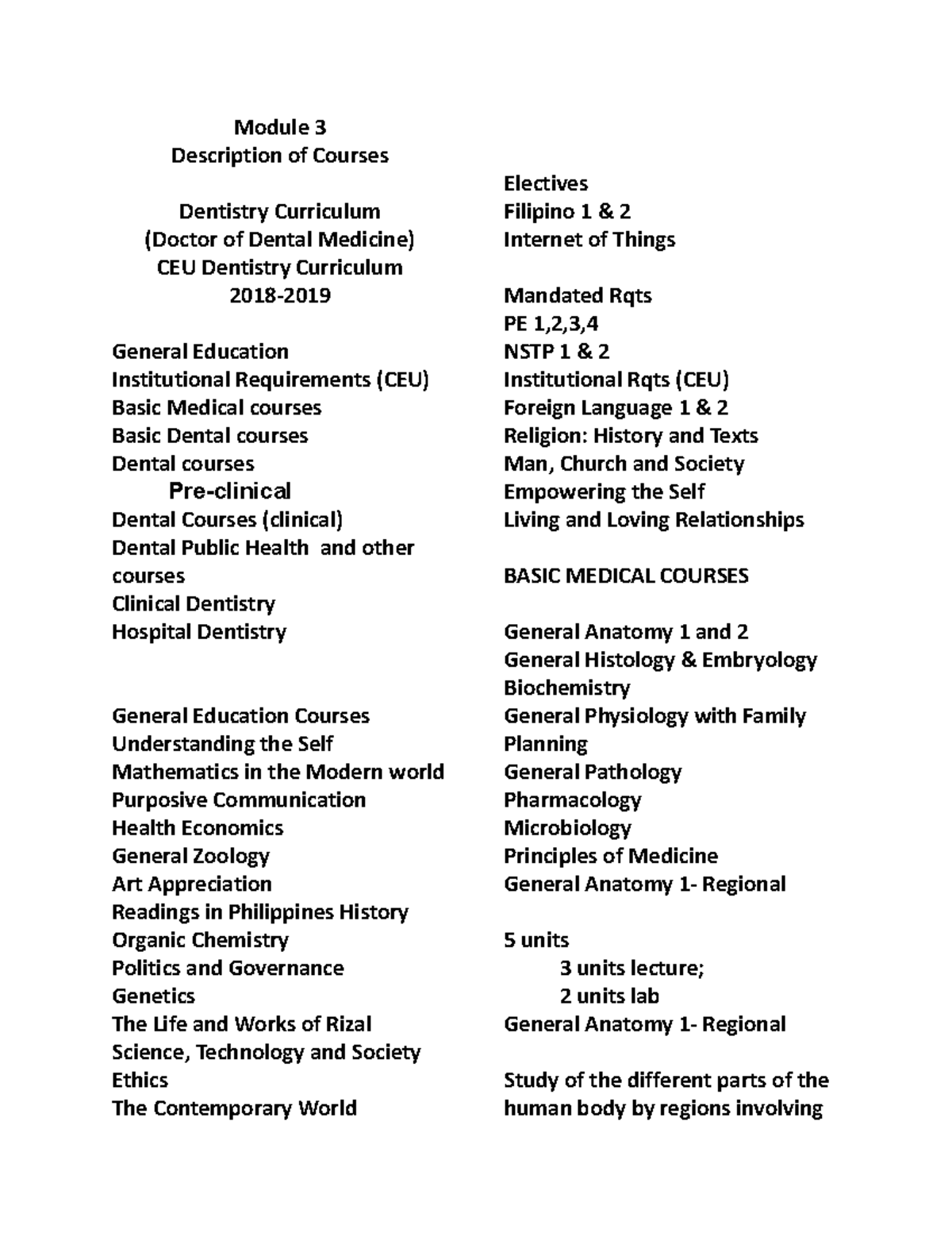 Module 3-Reviewer - Lecture notes 3 - Module 3 Description of Courses ...