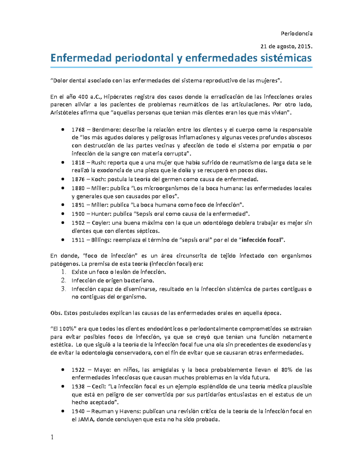 Clase 6 Enfermedad periodontal y enfermedades sist Ã©micas - Warning: TT: undefined function: 32 ...