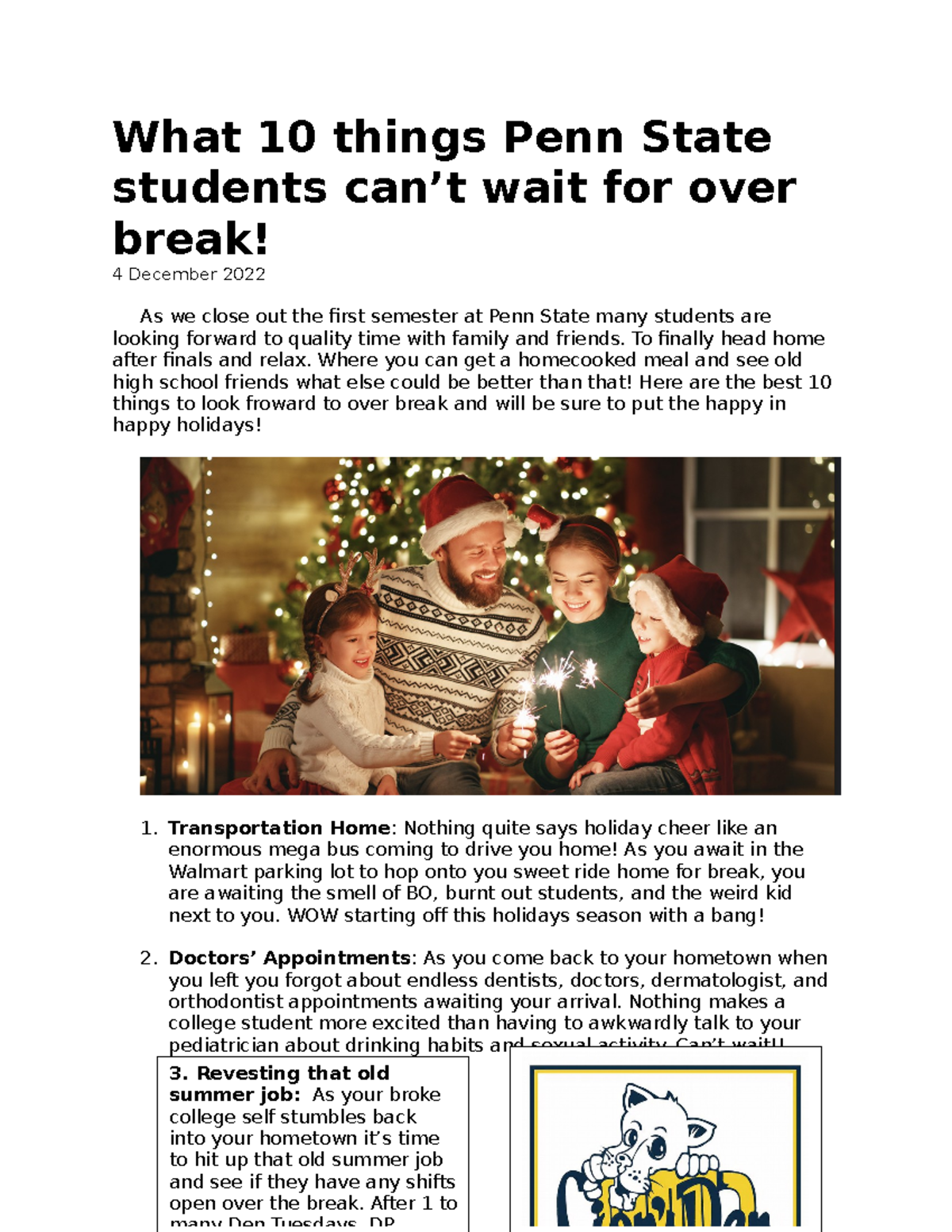 Satire Project - What 10 things Penn State students can’t wait for over ...