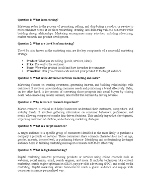 Marketing Management - task - Marketing Management Practice Question 1 ...