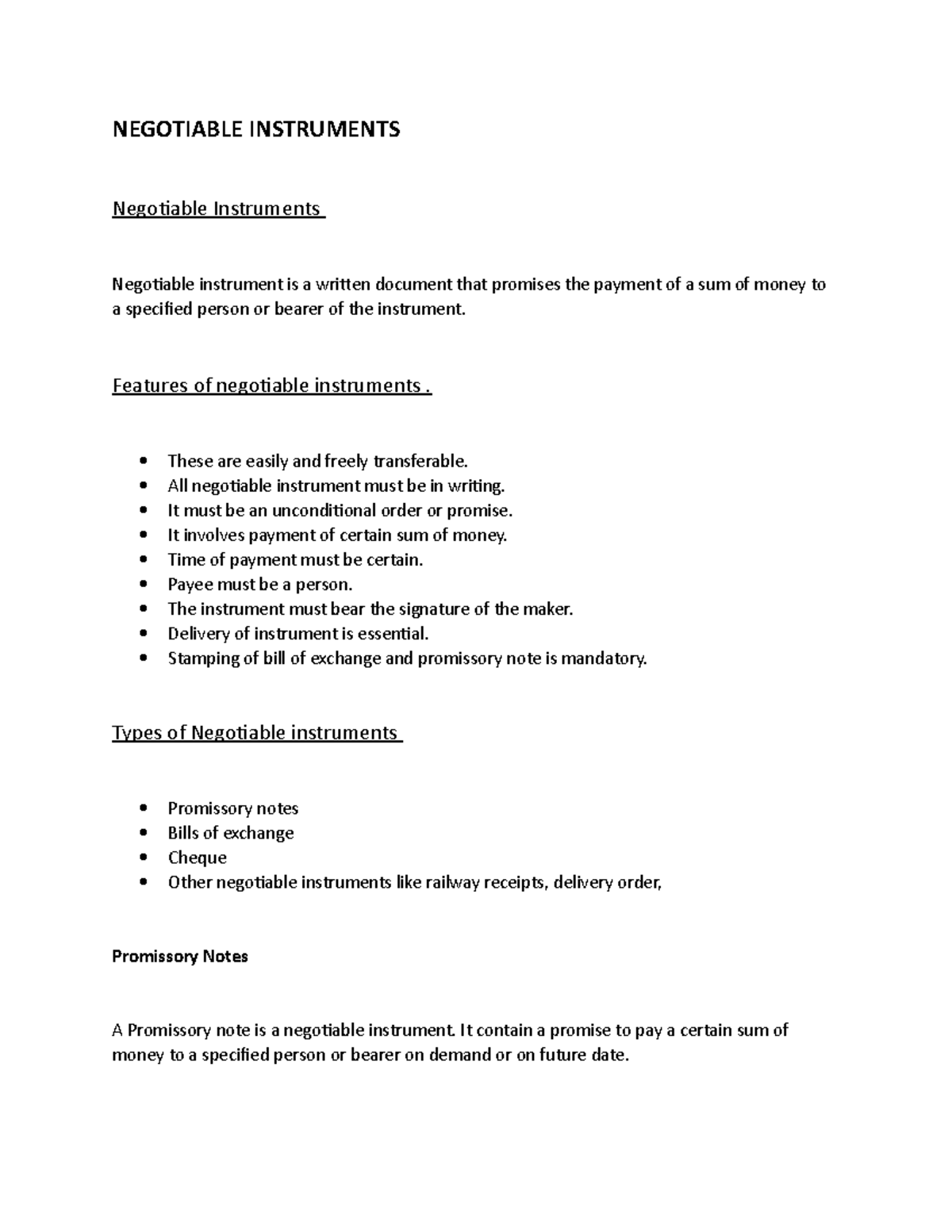 Entrepreneur Negotiable instruments - NEGOTIABLE INSTRUMENTS Negotiable ...