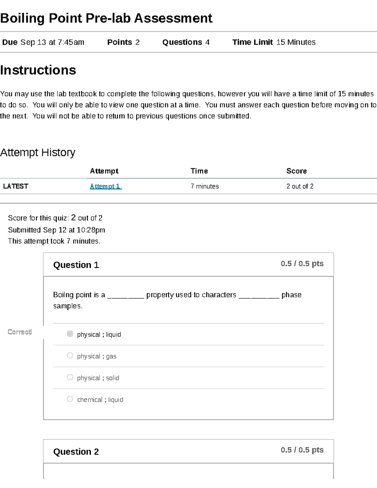 Boiling Point Pre-lab Assessment - You may use the lab textbook to complete the following ...